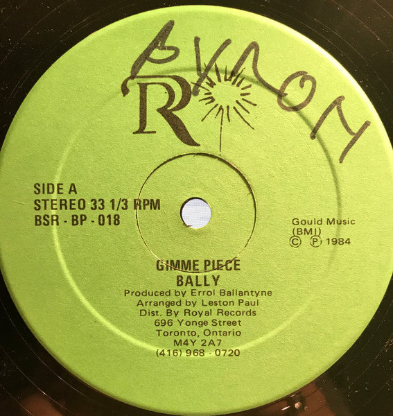 Buy Bally: Gimme Piece/Me Eh Fighting/Tax Monkey (12") Vinyl Record ...